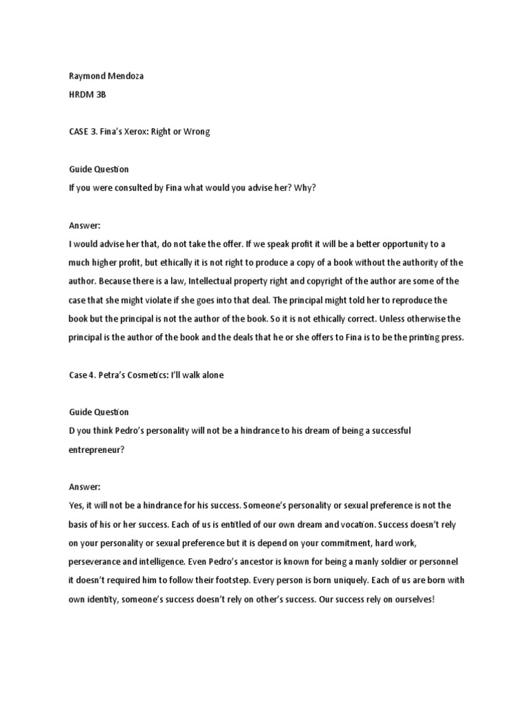 Mendoza Raymond Case Study | PDF