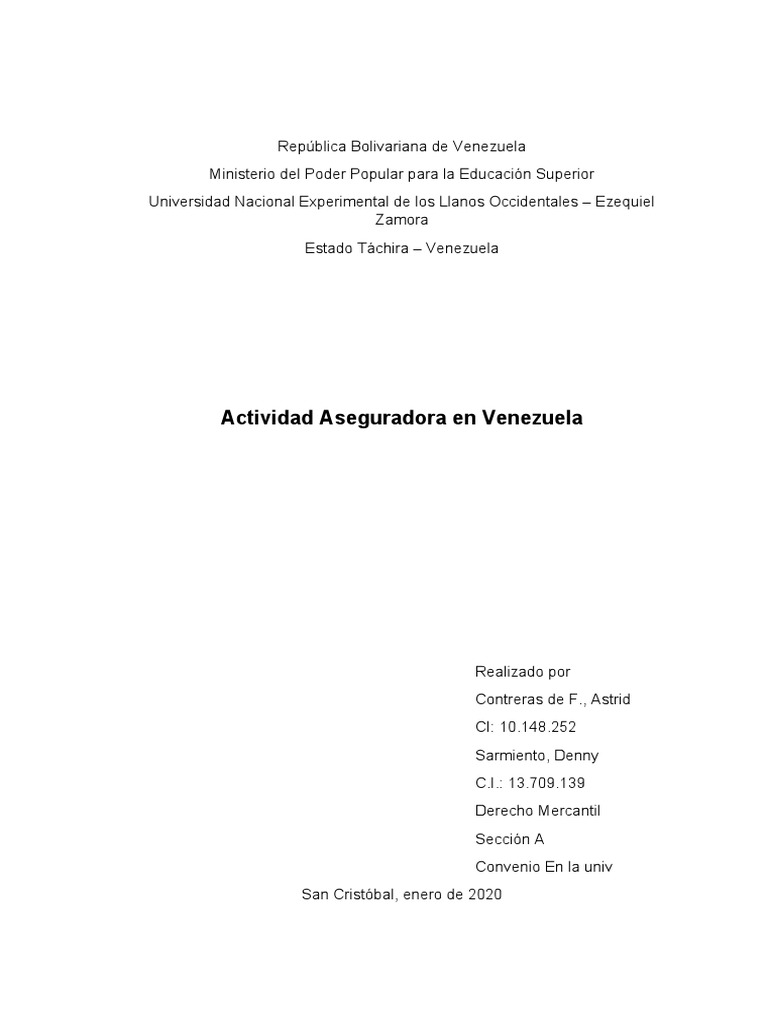 Actividad Aseguradora en Venezuela | PDF | Póliza de seguros | Seguro