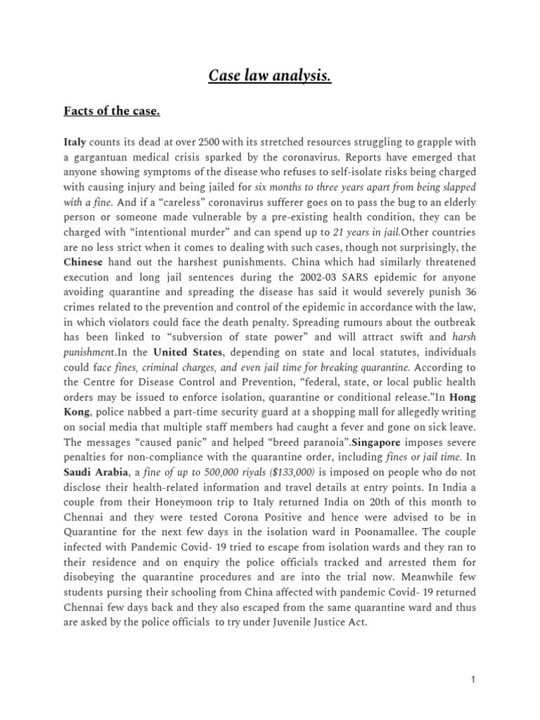 Case Law Analysis PDF | Download Free PDF | Quarantine | Crime & Violence