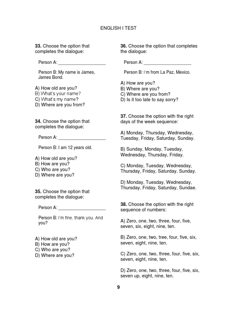 English Diagnostic Test - 1ST Grade | PDF | Vocabulary | Human ...