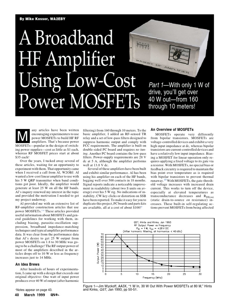 HF Amplifier Design with IRF510 MOSFET | PDF | Amplifier | Mosfet