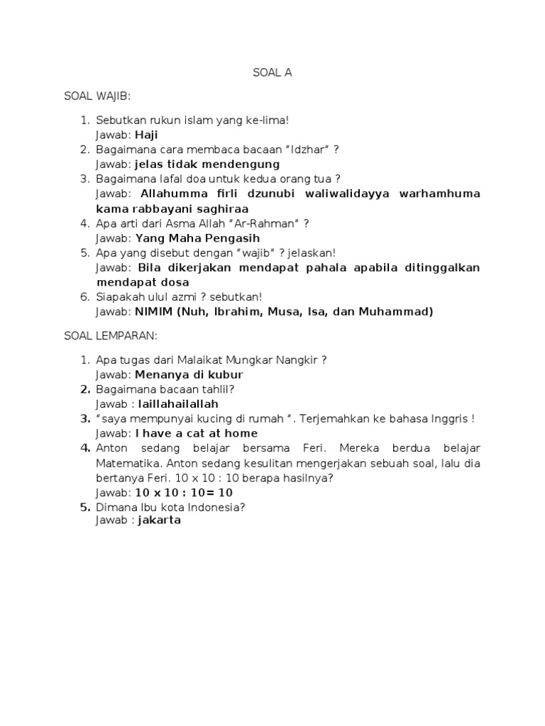 Soal CCQ SD | PDF