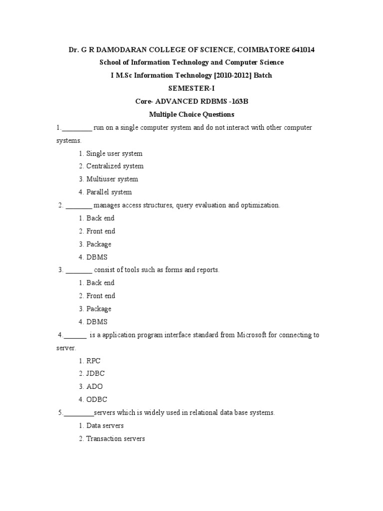 163b Advanced Rdbms QP | PDF | Database Transaction | Databases