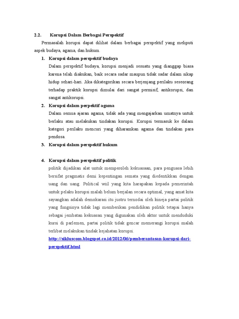 Korupsi Dalam Berbagai Perspektif | PDF