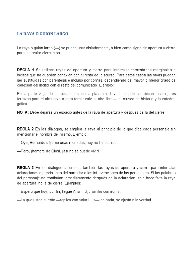 La Raya o Guion Largo | PDF