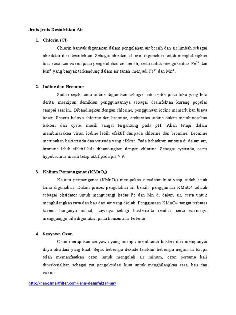 Jenis Desinfektan Air | PDF
