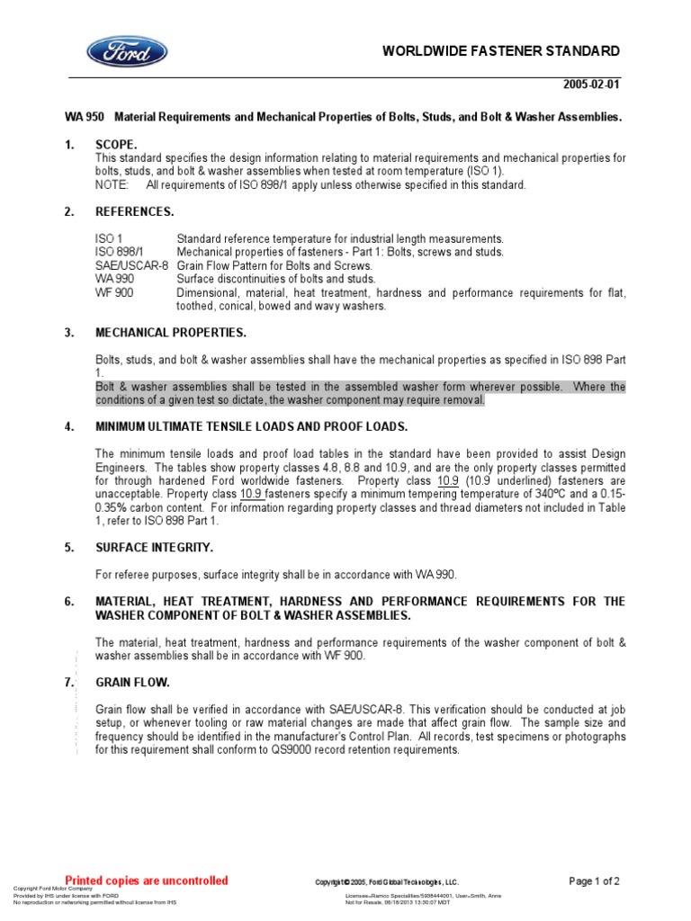 Ford Wa950 | PDF | Screw | Washer (Hardware)
