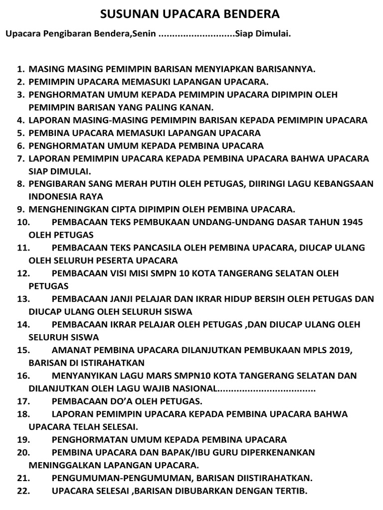 Susunan Upacara Bendera | PDF