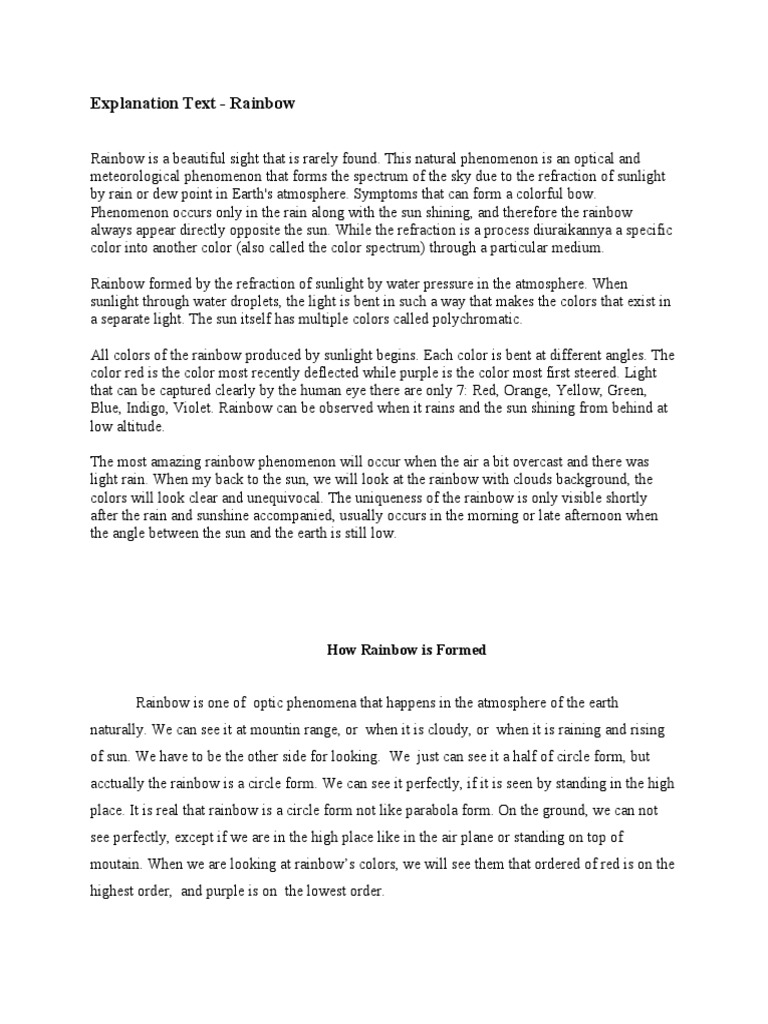 Explanation Text About Rainbow | PDF | Rainbow | Color