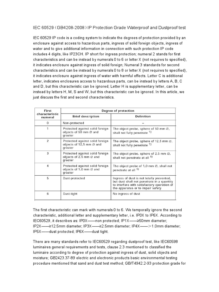 5-IEC 60529 GB4208-2008 IP Protection Grade Waterproof and Dustproof ...
