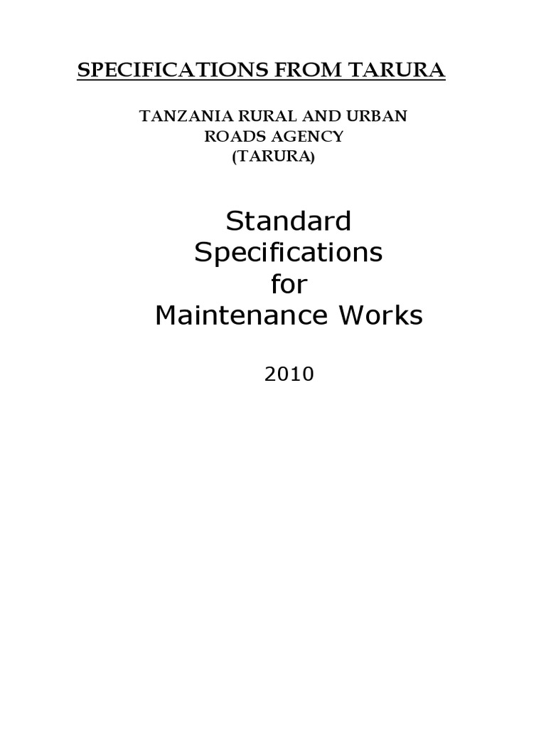 Specifications From Tarura Region | PDF | Road | Specification ...