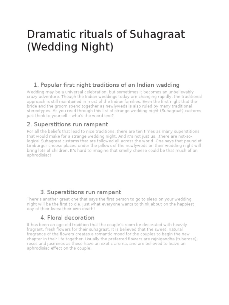 Dramatic Rituals of Suhagraat | PDF | Wedding | Bride