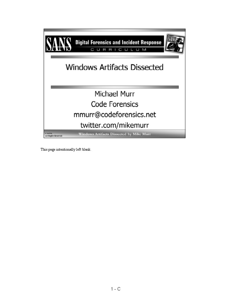 Windows Artifacts Dissected by Mike Murr | PDF | Windows Registry ... Windows Artifacts Dissected by Mike Murr | PDF | Windows Registry ...