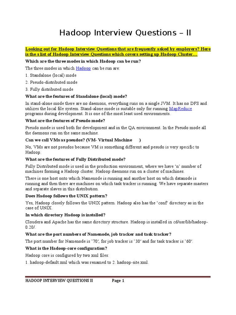 Hadoop Interview Questions IV | PDF | Apache Hadoop | Map Reduce Hadoop Interview Questions IV | PDF | Apache Hadoop | Map Reduce