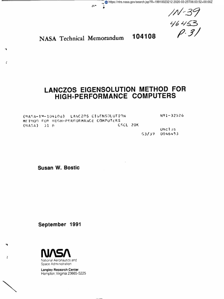 Lanczos Eigensolution for Structural Analysis | PDF | Matrix ...