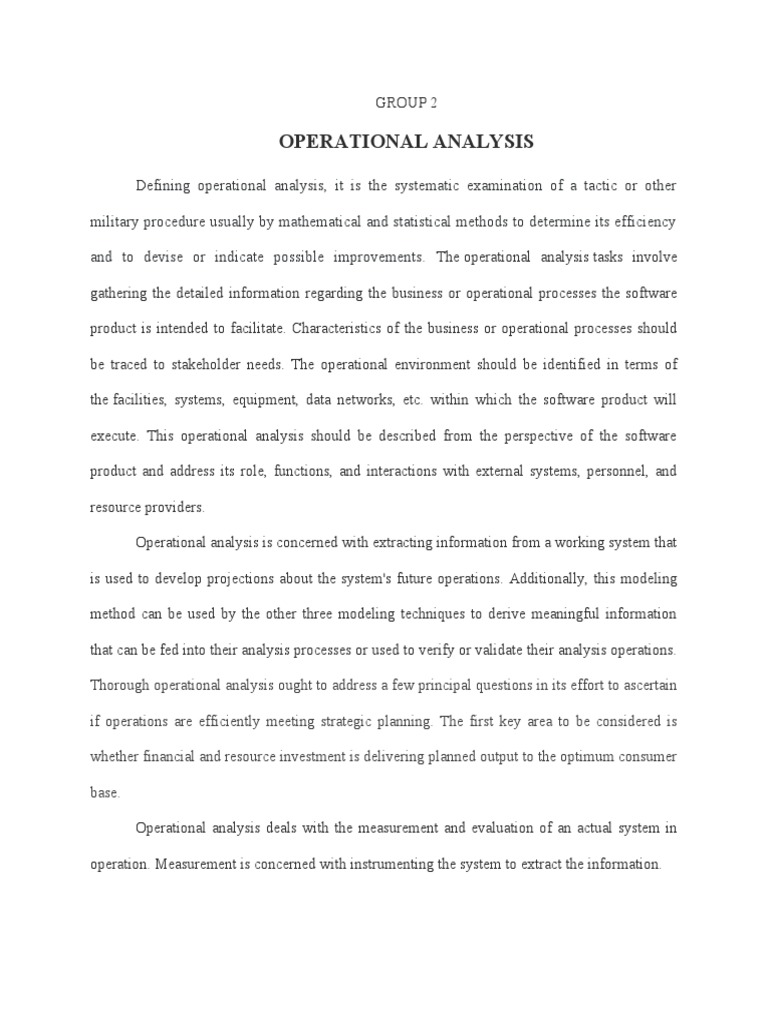 GROUP 2 Operational Analysis | PDF | Operations Research | System