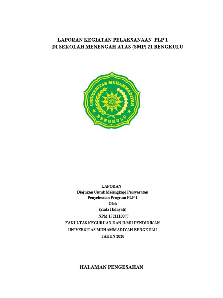 Laporan Kegiatan Pelaksanaan PLP 1 | PDF