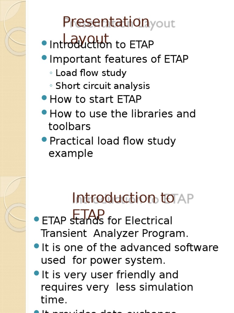 ETAP Presentation | PDF | Electrical Grid | Electromagnetism