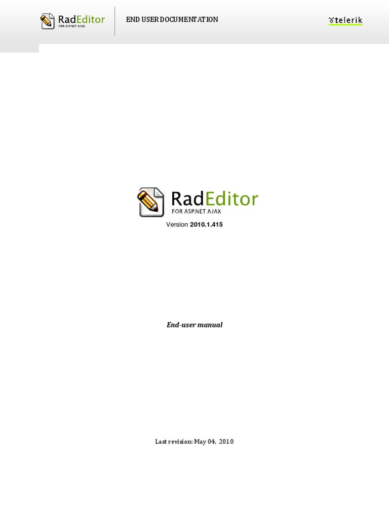 Rad Editor Ajax End User Manual | PDF | Hyperlink | Html Element
