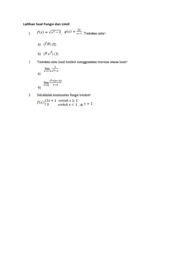 Latihan Soal Limit dan Fungsi Aljabar | PDF