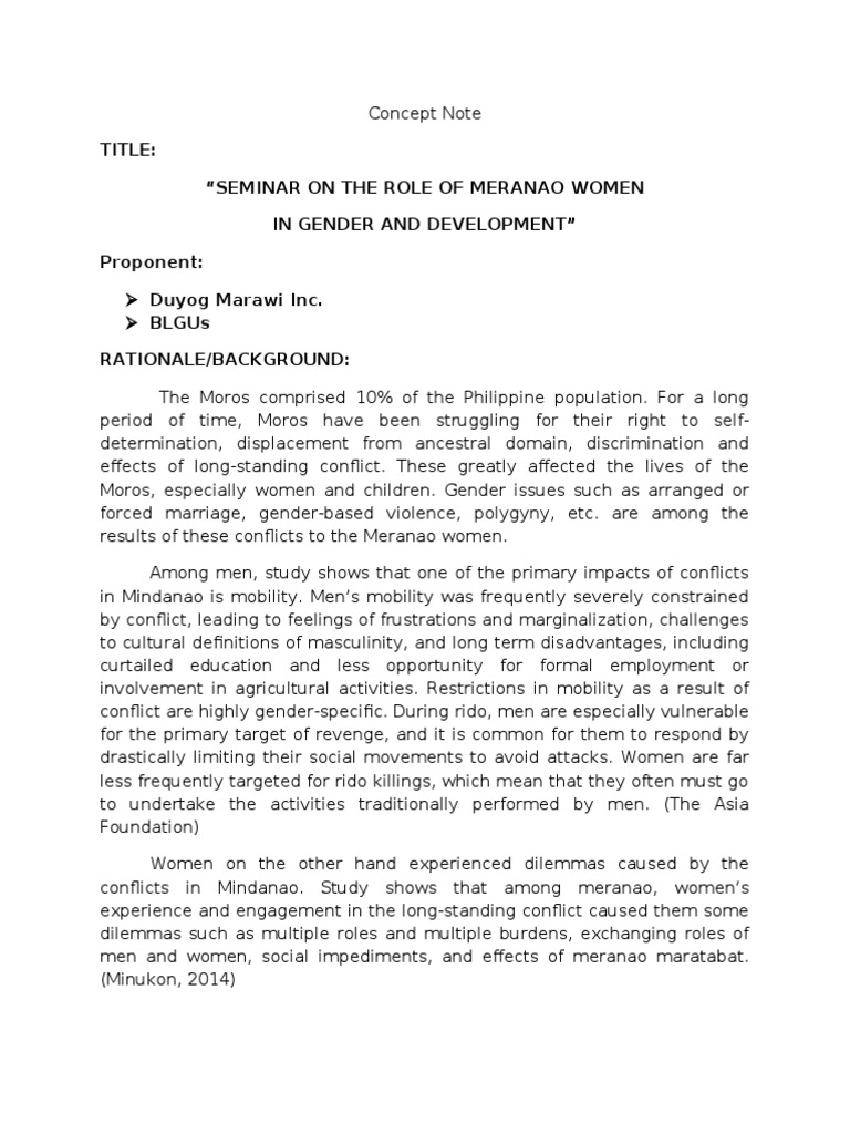 Sample Concept Note | PDF | Gender And Development | Gender