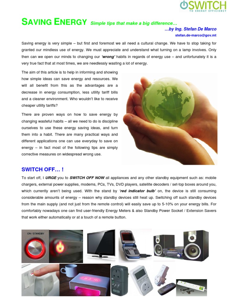 Saving Energy - Everyday Use | PDF | Compact Fluorescent Lamp ...