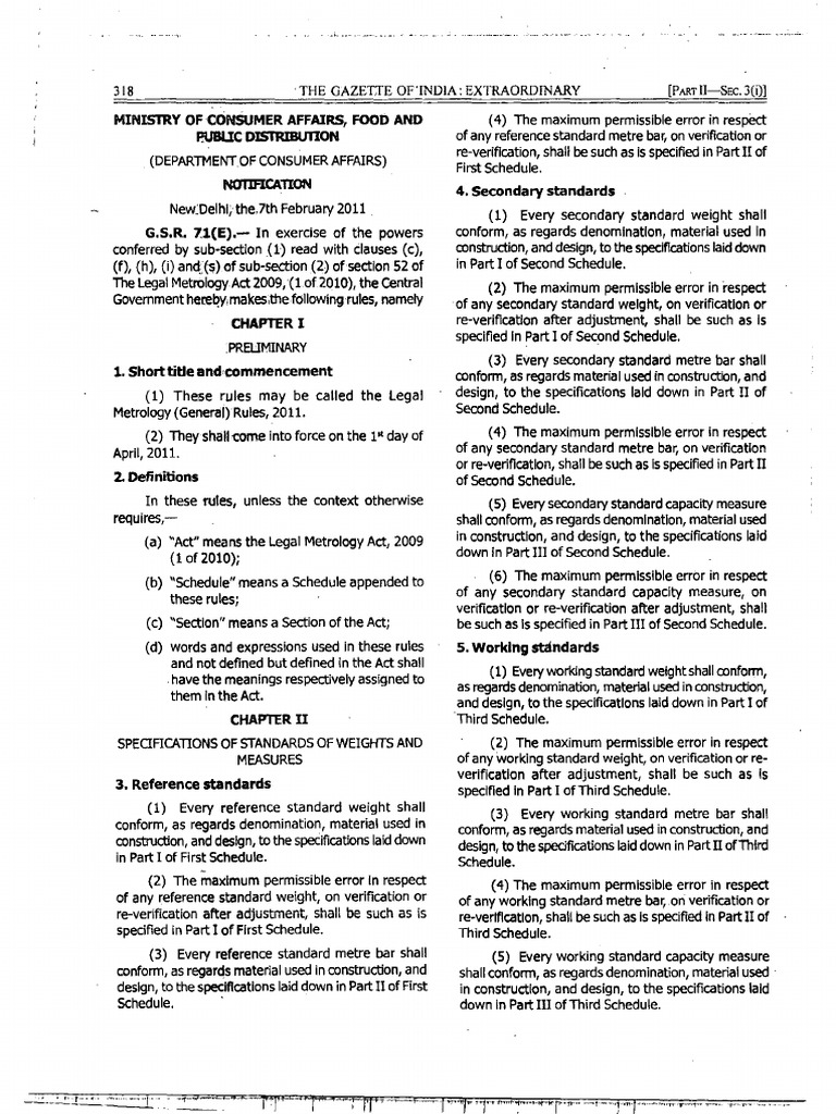 Legal Metrology General Rules 2011 | PDF