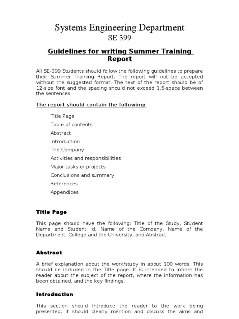 Guidelines For Writing Summer Training Report | PDF | Computing ...