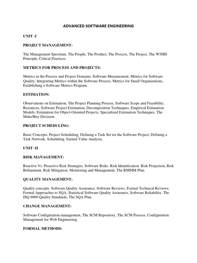 Advanced Software Engineering: Unit - I Project Management | PDF | Web ...