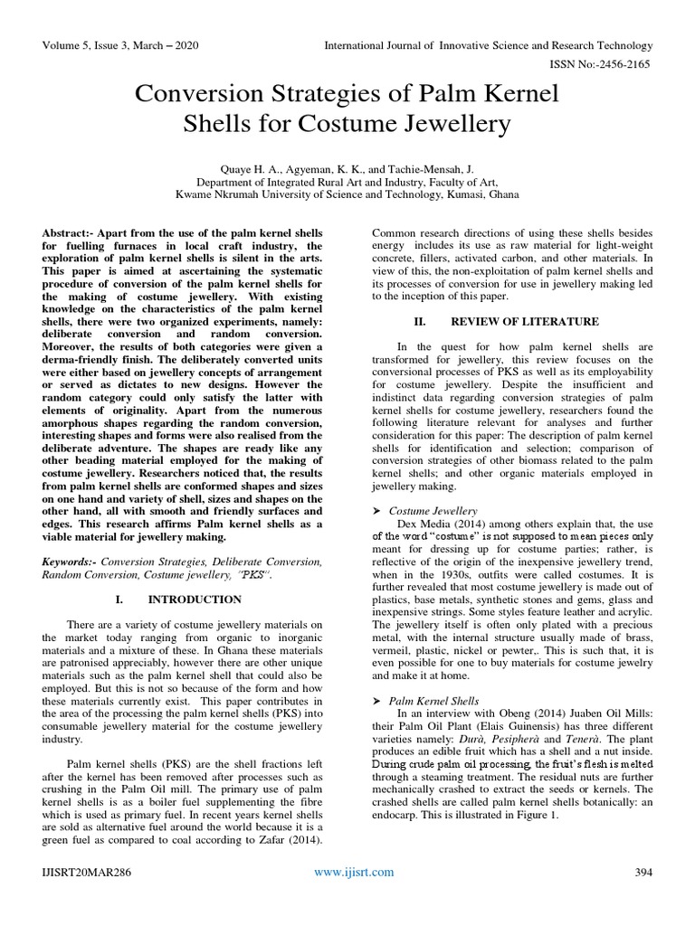 Palm Kernel Shells in Costume Jewellery | PDF | Jewellery | Abrasive