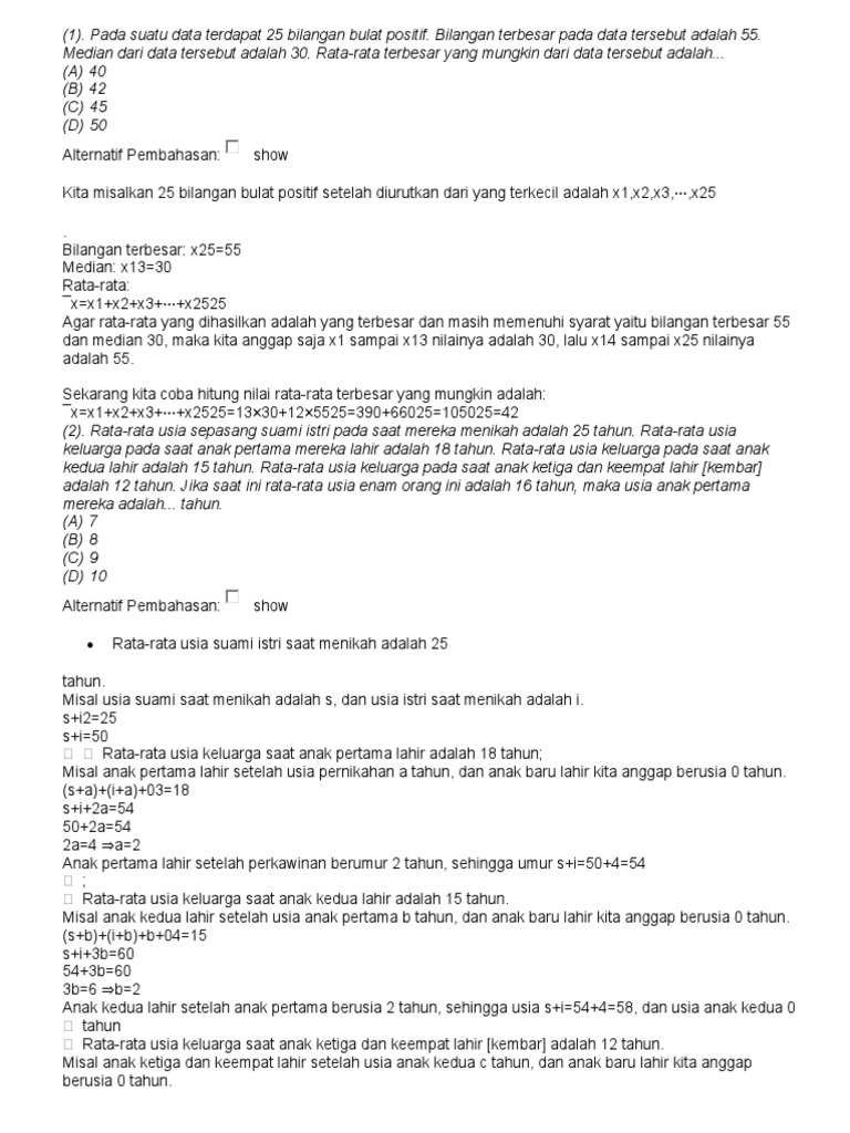 Rata-rata dan Median dalam Bilangan Bulat | PDF