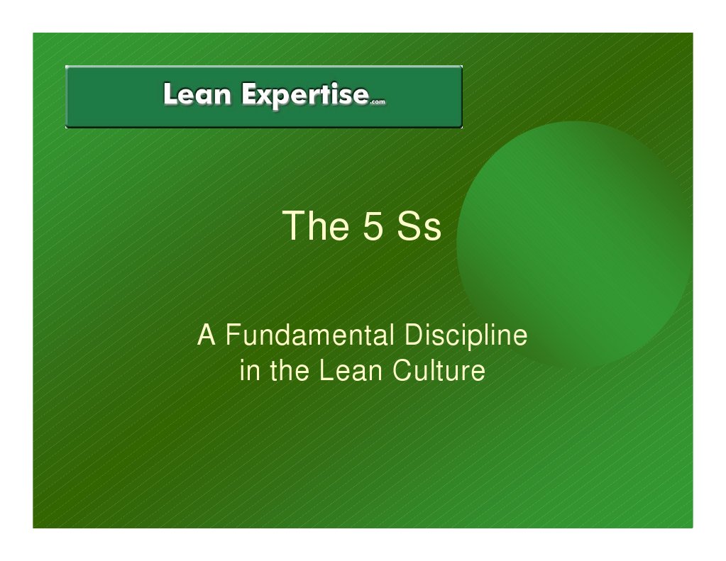 The 5 SS: A Fundamental Discipline in The Lean Culture | PDF | Business