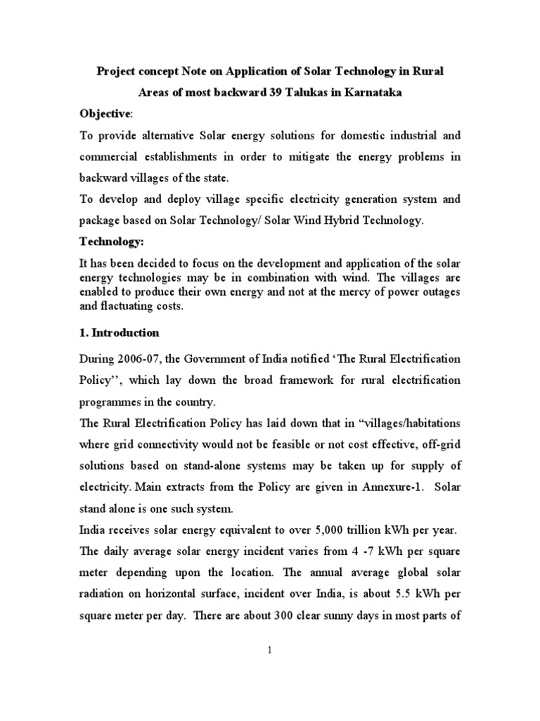 Village Energy Concept Note | PDF