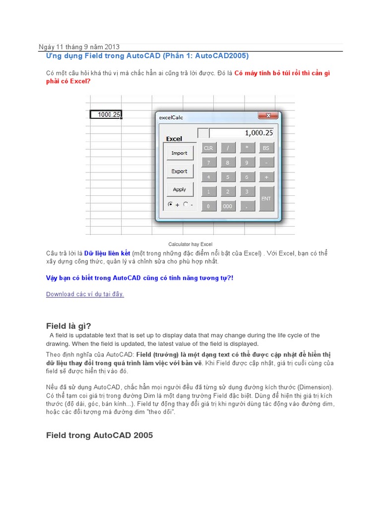 UD Field Trong AutoCAD | PDF