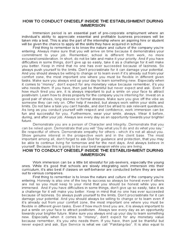 How To Conduct Oneself Inside The Establ | PDF | Psychology | Learning