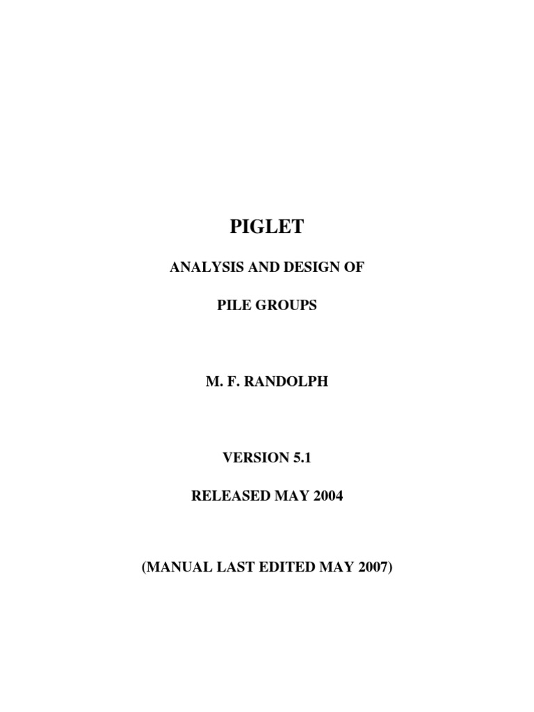 Randolph, M.F. (2004) PIGLET User Manual | PDF | Young's Modulus ...