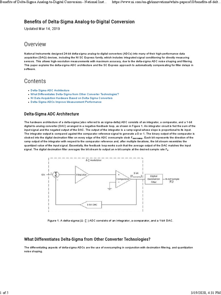 Benefits of Delta-Sigma Analog-to-Digital Conversion | Download Free PDF | Analog To Digital ...