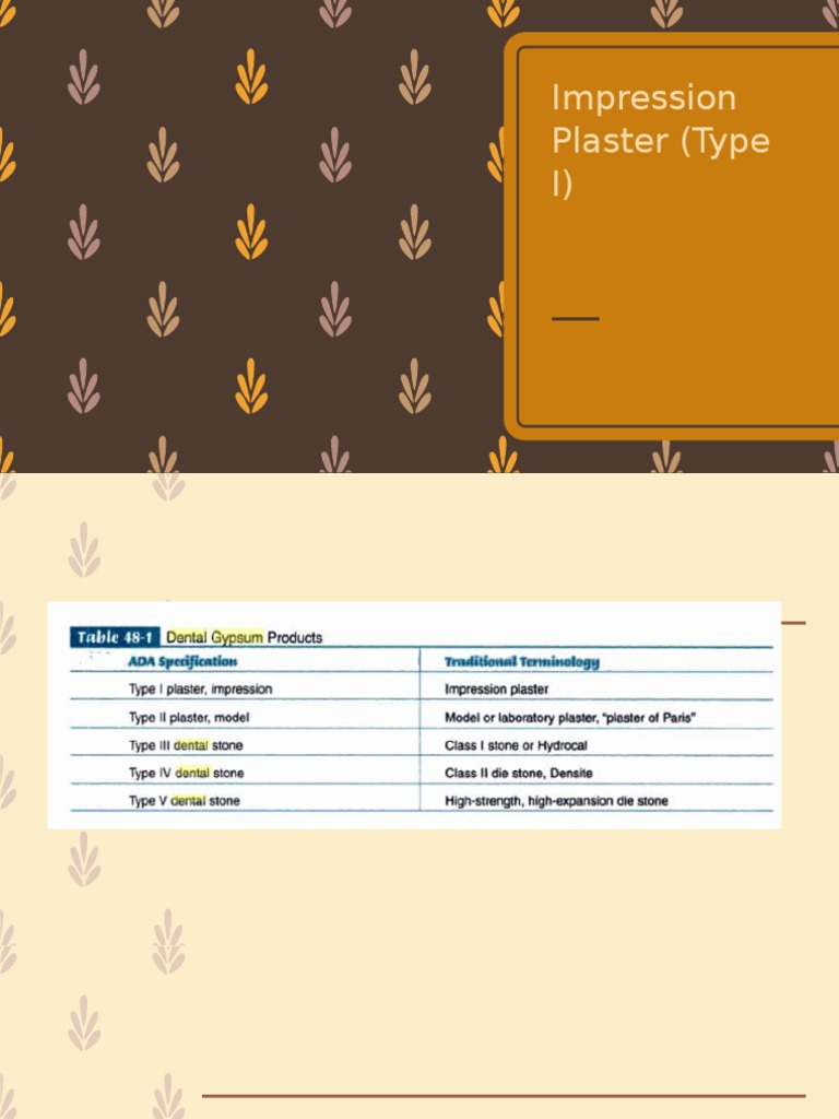 Impression Plaster (Type I) | PDF