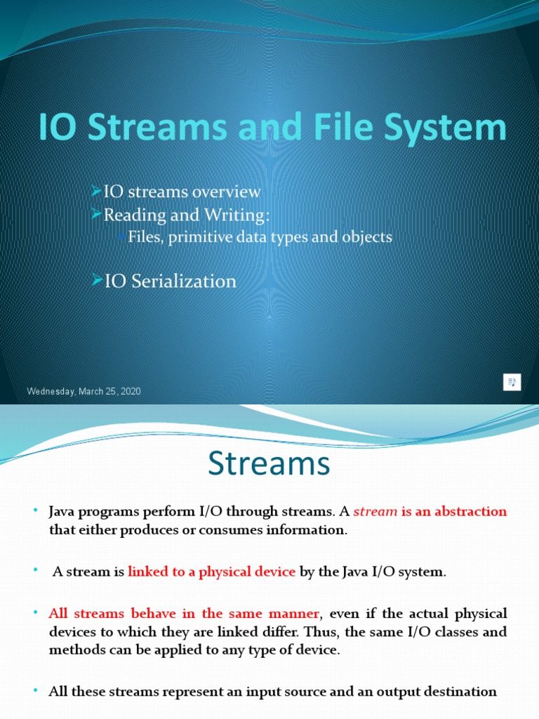 Java 15 - IO Stream | PDF | Class (Computer Programming) | Input/Output
