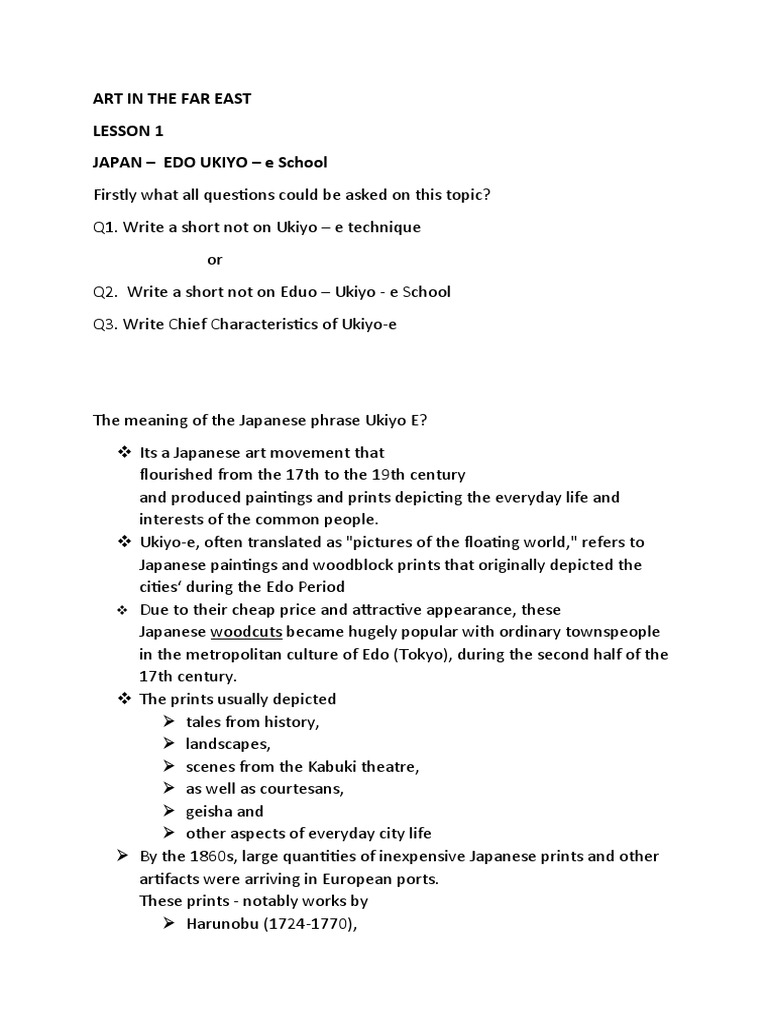 Lesson 1 On Ukiyo-E Art | Download Free PDF | Ukiyo E | Japanese Art