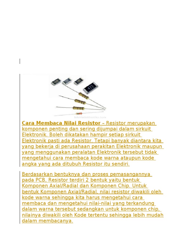 Cara Membaca Nilai Resistor | PDF | Metode & Bahan Ajar