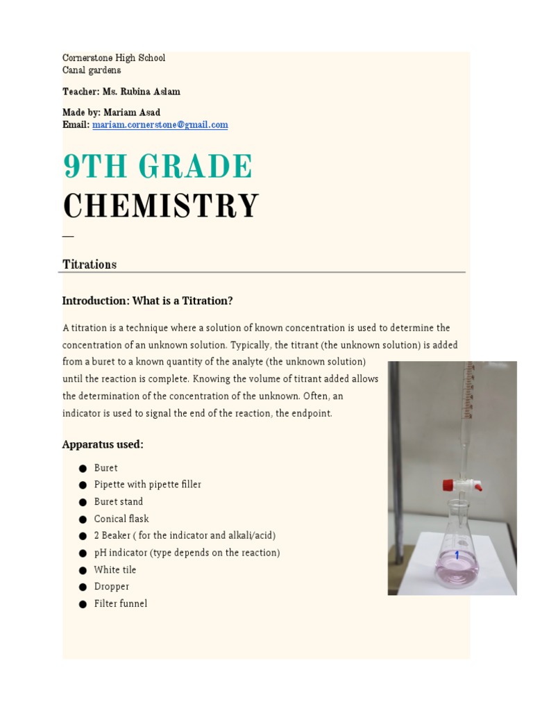 Class Notes | Download Free PDF | Titration | Chemistry