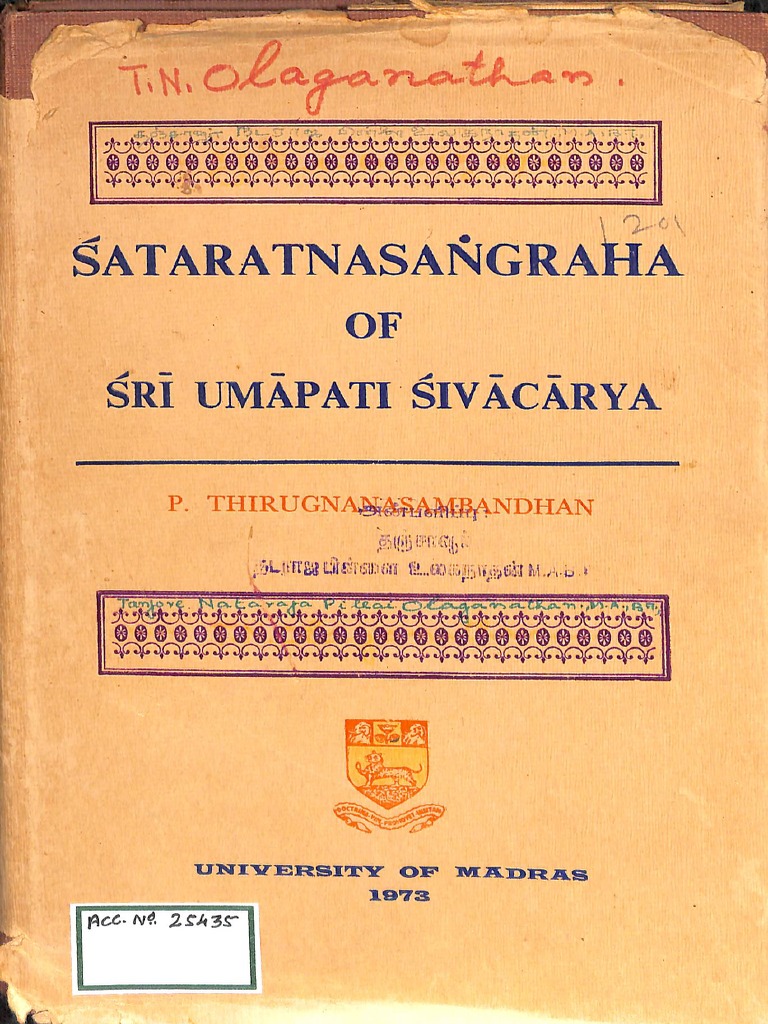Sataratnasangraha of Sri Umapati Sivacarya | PDF
