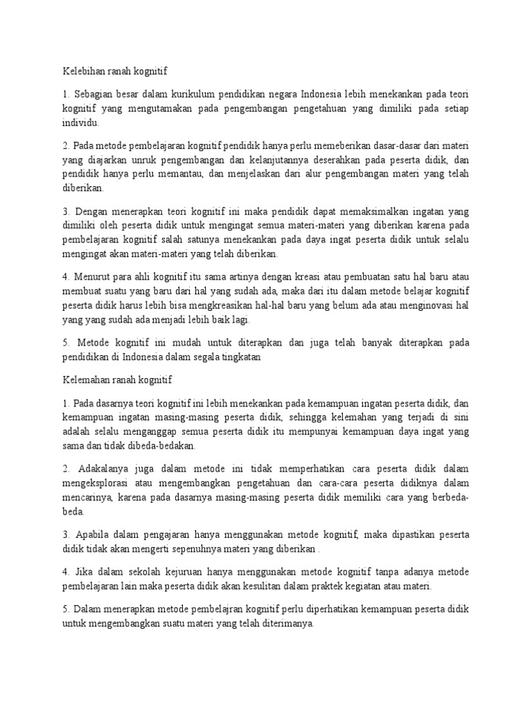 Kelemahan Metode Pembelajaran Kognitif | PDF | Karier & Perkembangan | Kesehatan Holistik