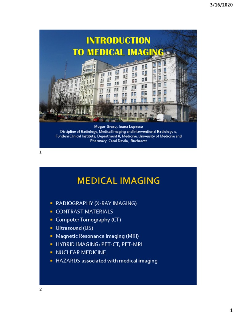 C1 - Introduction To Medical Imaging | PDF | Radiography | Ct Scan
