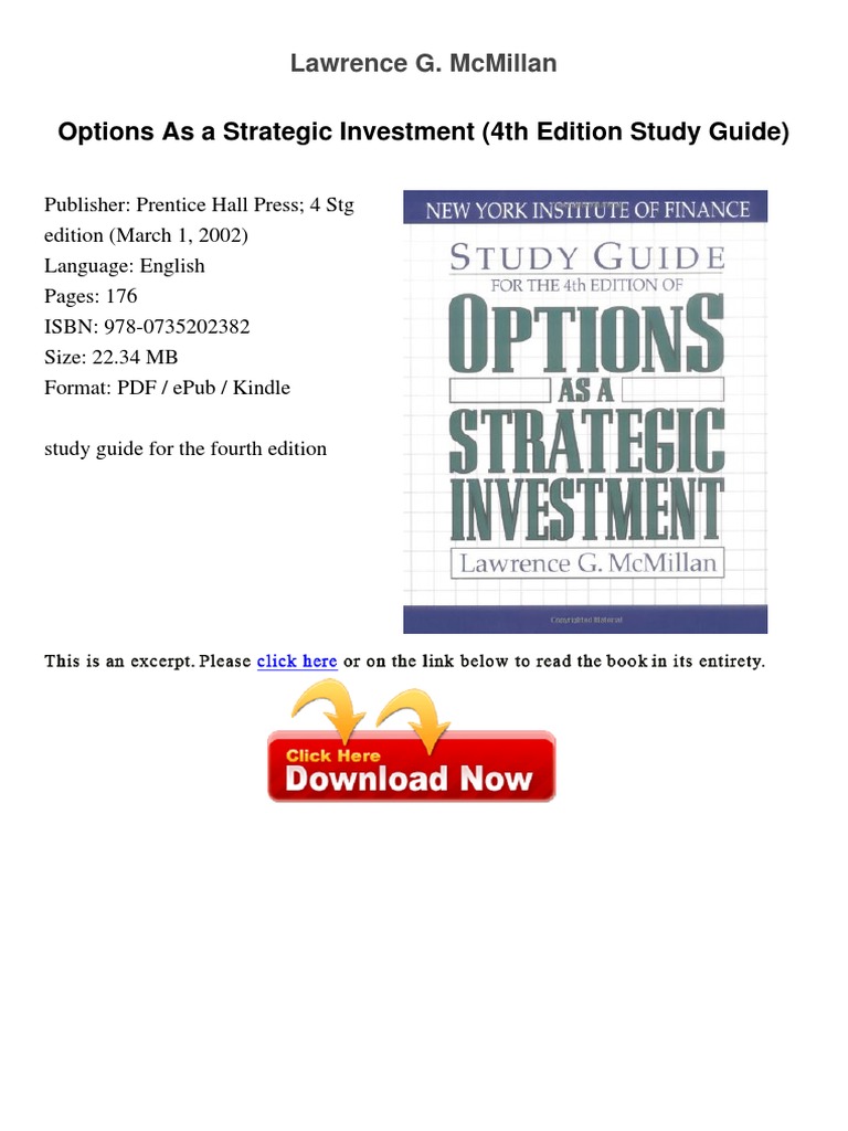 Options As A Strategic Investment 4th Edition Study Guide Lawrence G ...