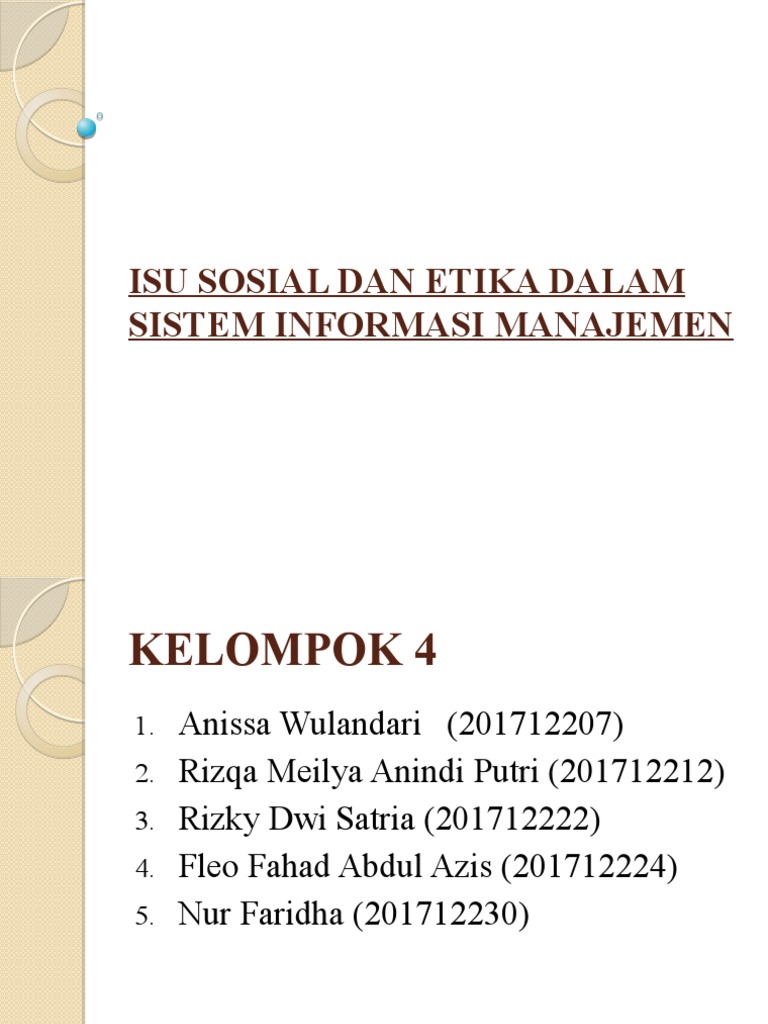 Isu Sosial Dan Etika Dalam Sistem Informasi Manajemen | PDF