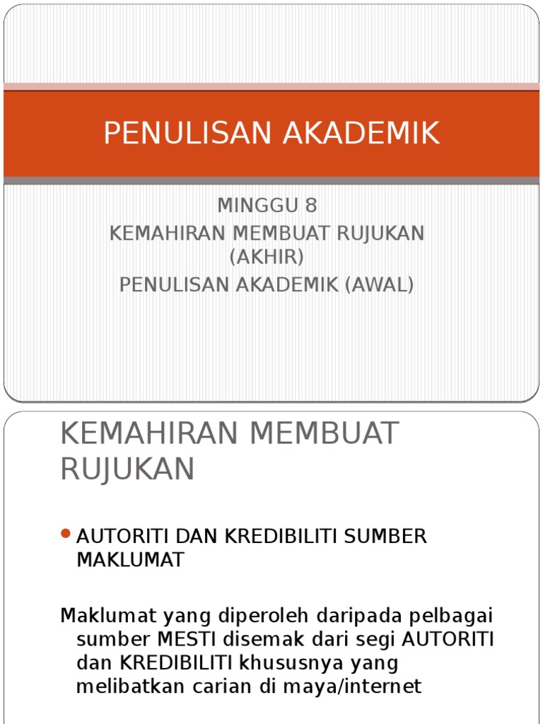 Minggu 8 Kemahiran Buat Rujukan &penulisan Akademik | PDF