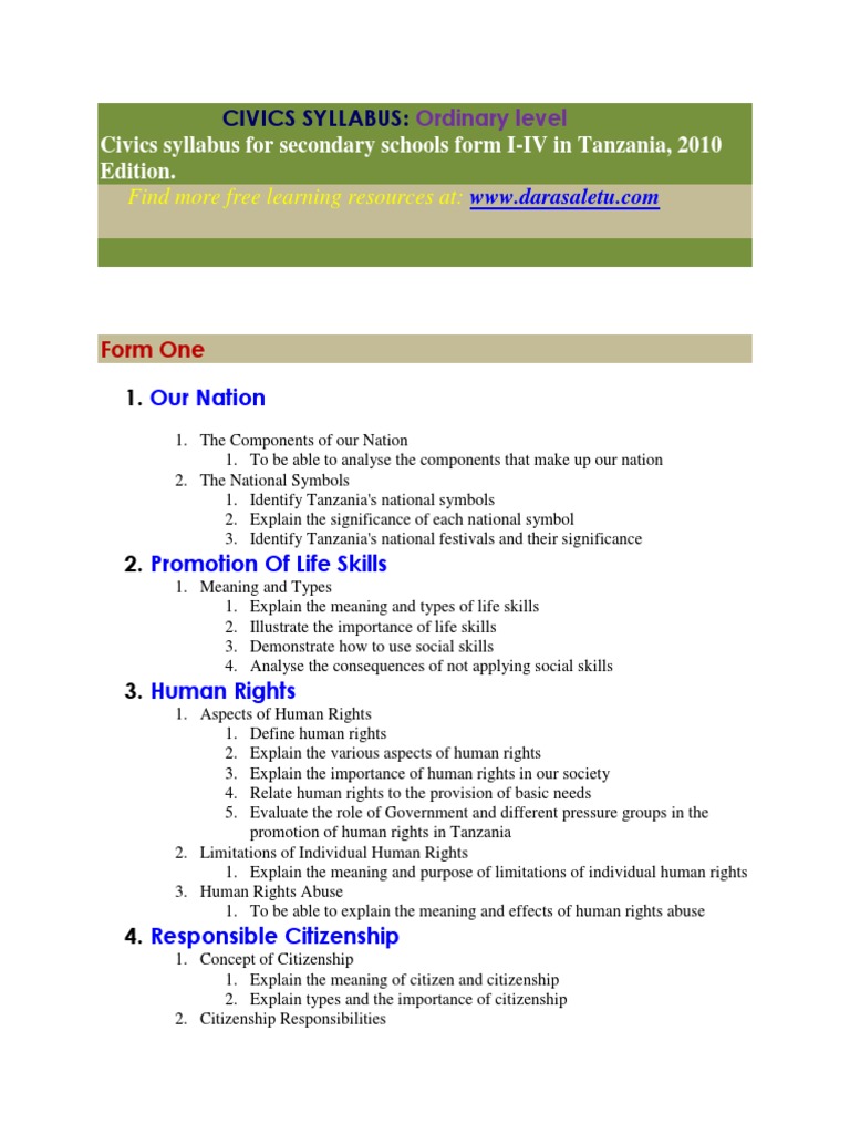 Civics Syllabus | PDF | Economic Development | Democracy