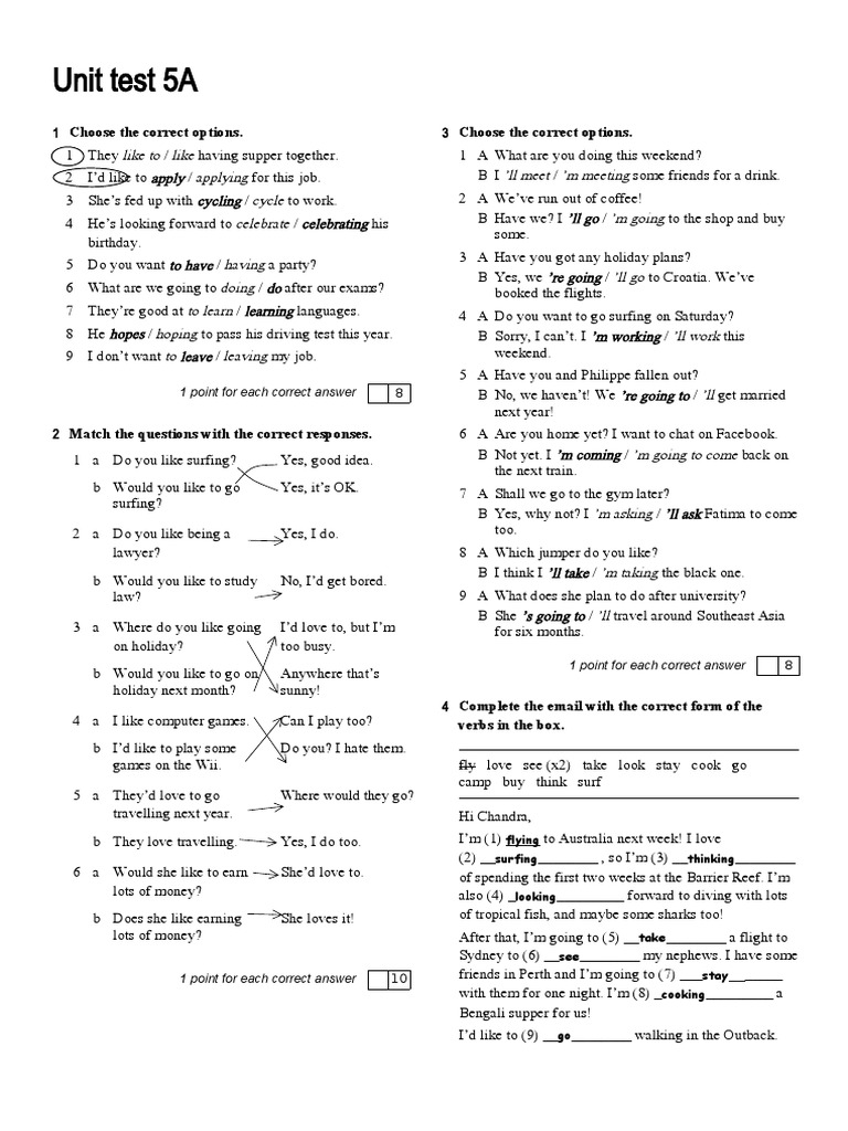 Unit Test 5A: A Comprehensive English Grammar and Vocabulary Practice ...